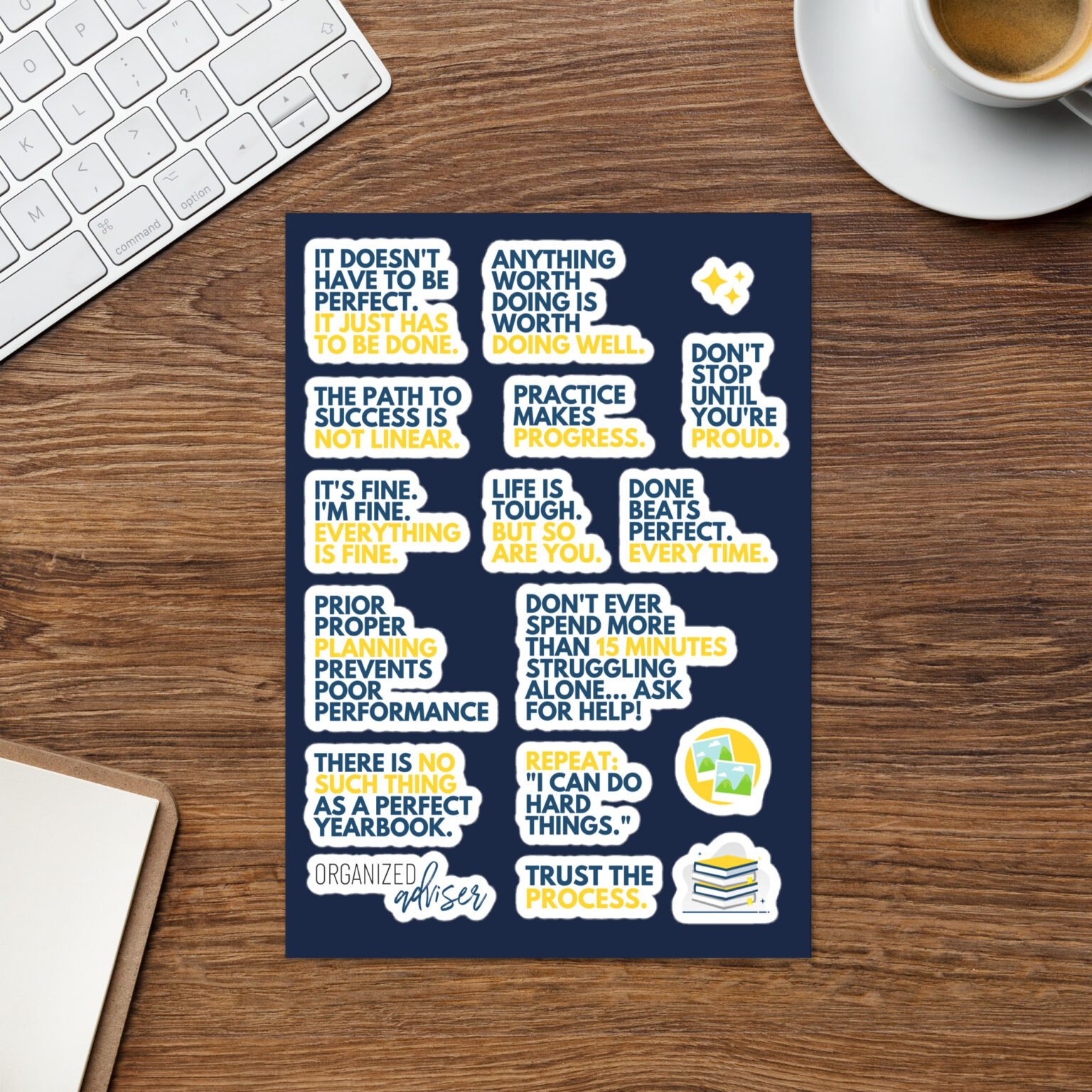 Motivational Mantra Sticker Set - Organized Adviser
