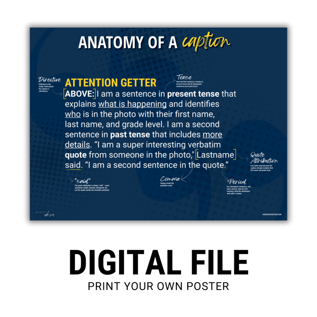 Anatomy of a Caption - Digital Poster - Organized Adviser