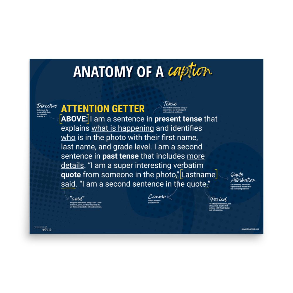 Anatomy of a Caption - 18 in x 24 in Poster - Organized Adviser